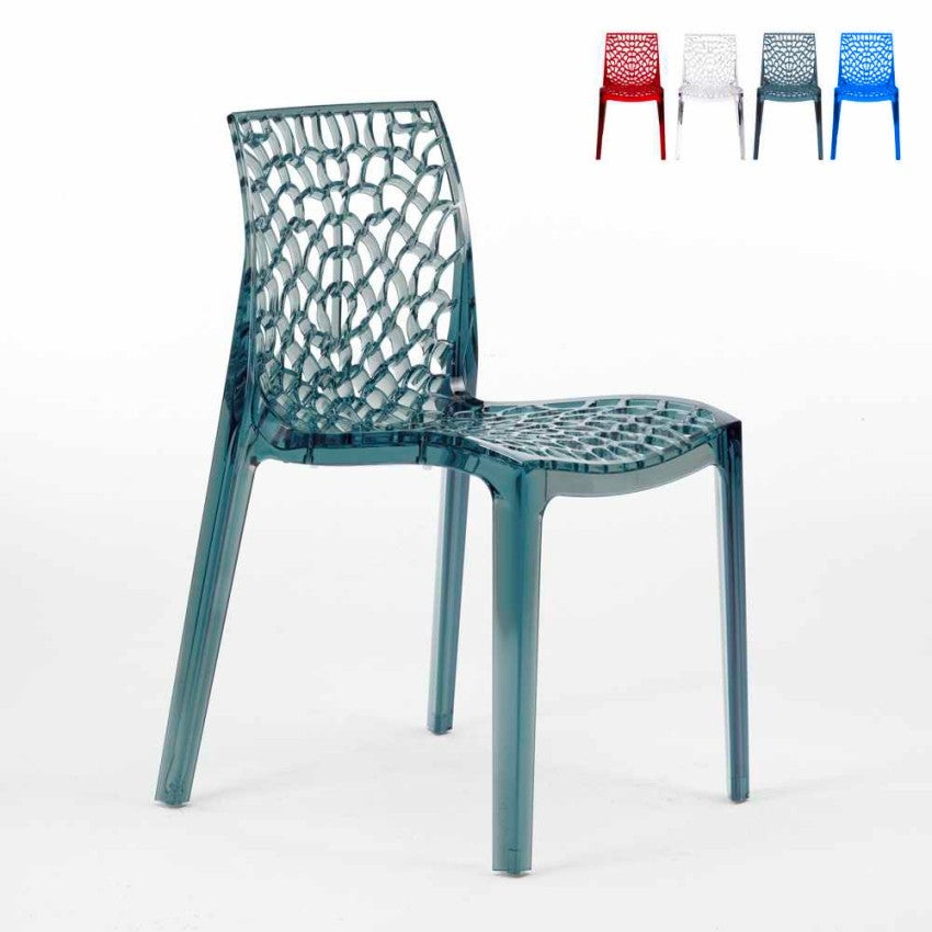 Chaise transparente salle à manger Café empilable nid d'abeille Grand ...