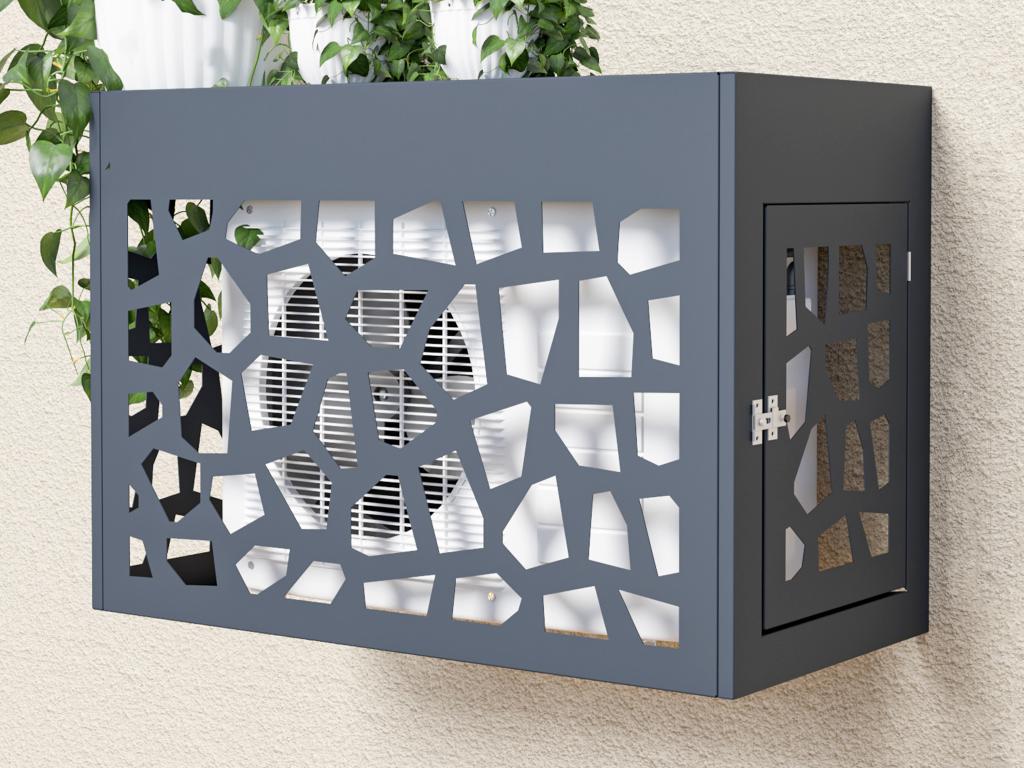 Cache clim / pompe à chaleur en aluminium ajouré - Avec porte d'accès ...