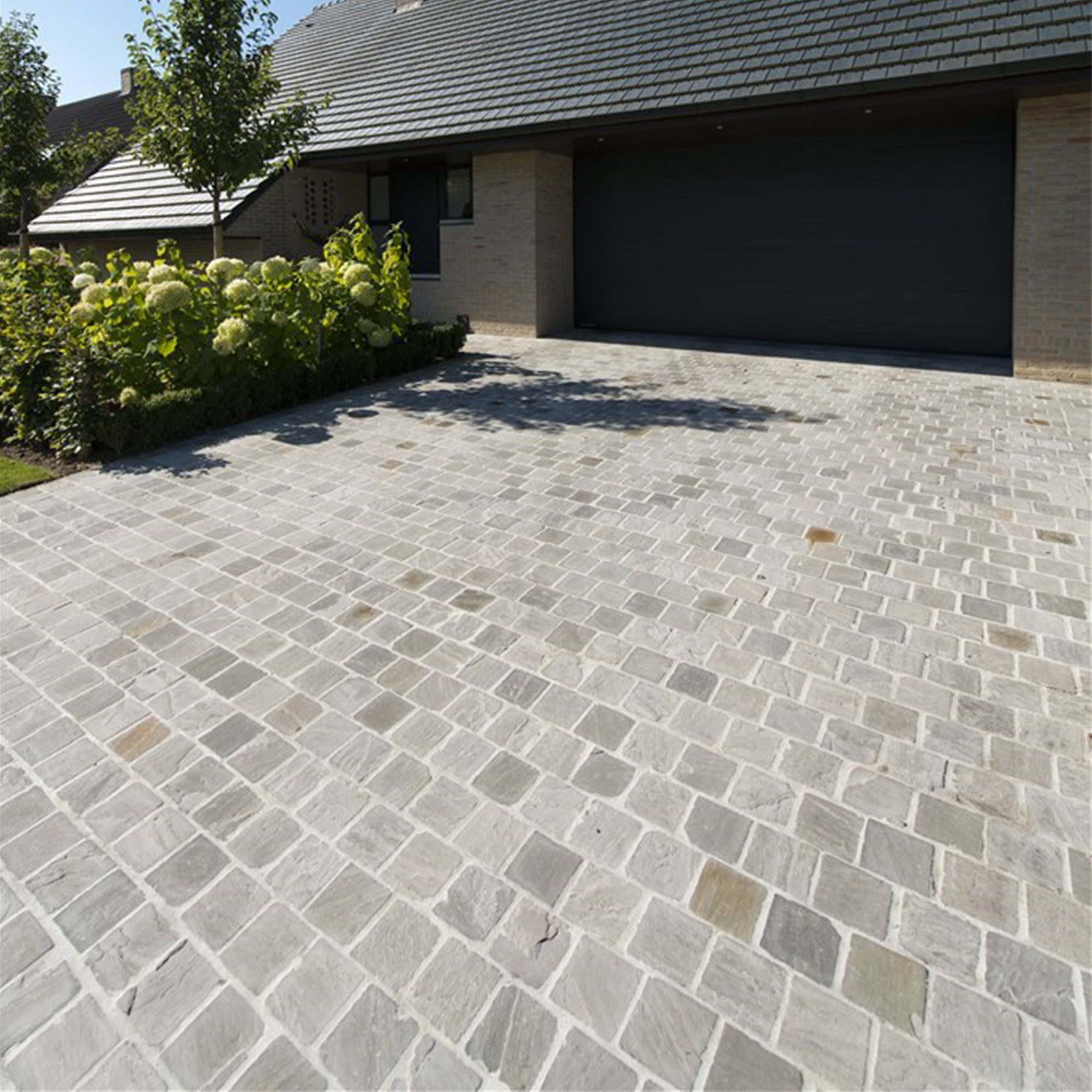Pavé pierre naturelle Grès Kandla Gris 14x14x2,5 cm Clivé (vendu au m² ...