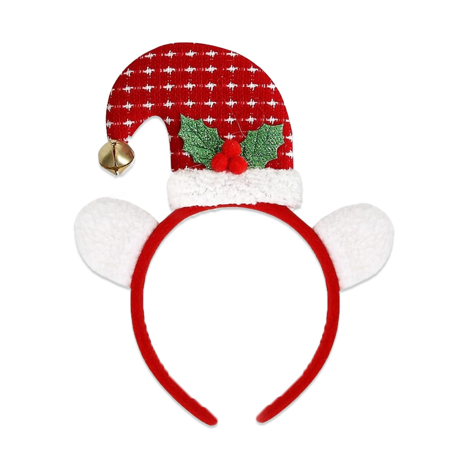 Un accessoire pour cheveux en forme de bonnet de Père Noël rouge avec ...
