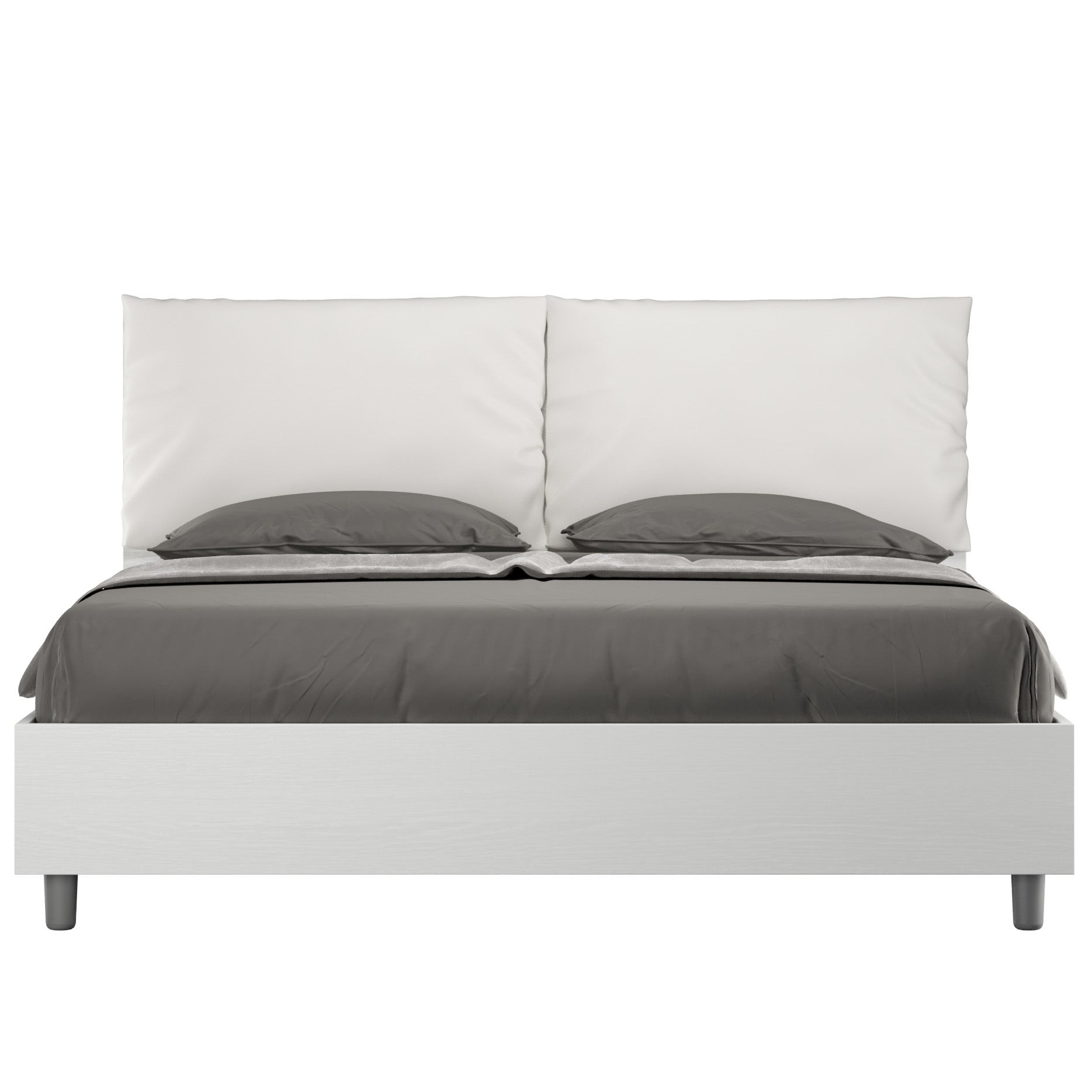 Letto matrimoniale contenitore 160x190 cuscinatura similpelle bianco ...