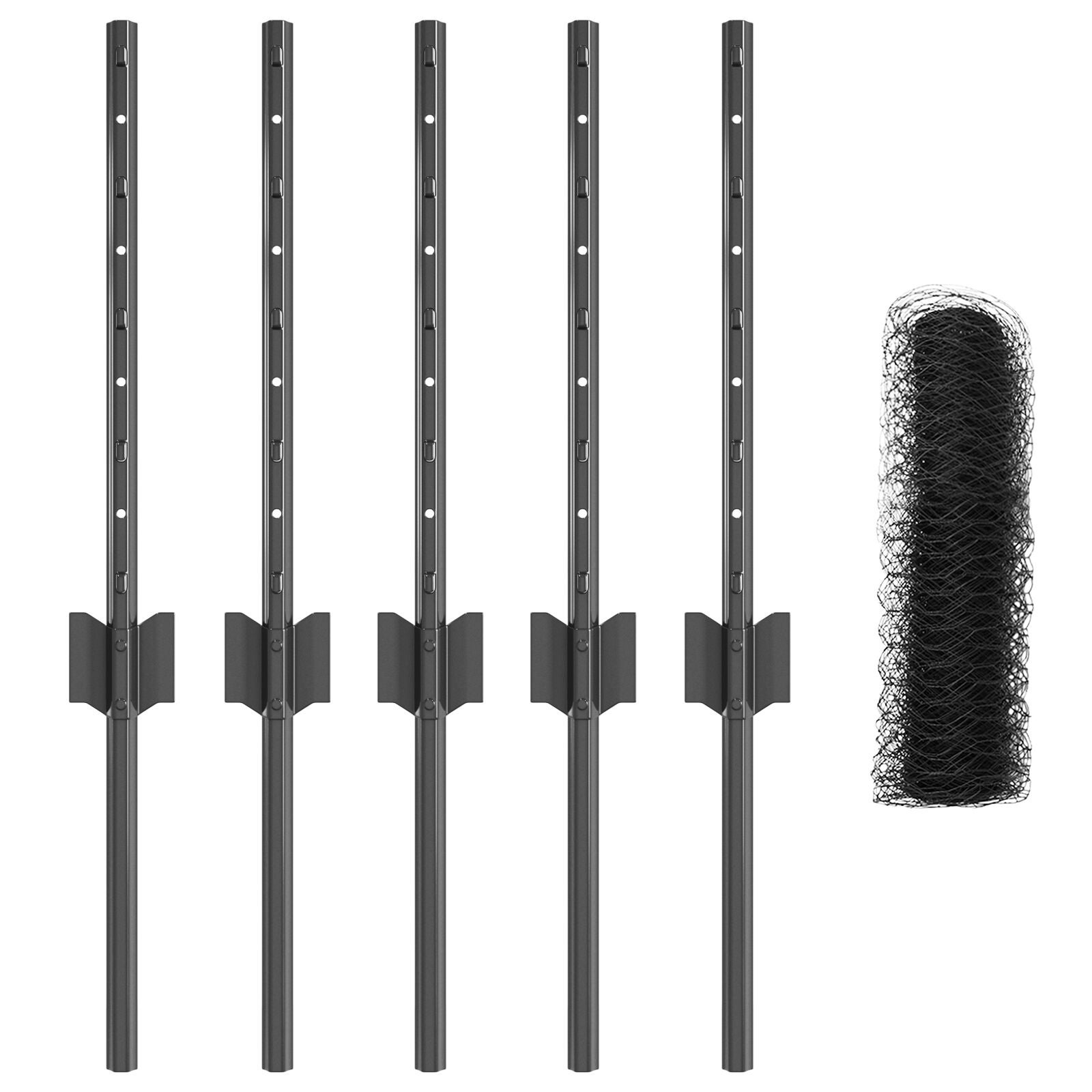 Postes para Cercas 5 uds U-Channel Gris 40 cm Acero | Leroy Merlin