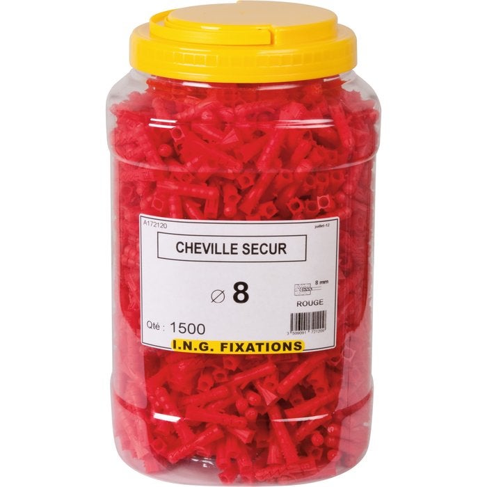 Cheville à expansion rouge - Diamètre 8 mm - Secur - Seau de 1500 ...