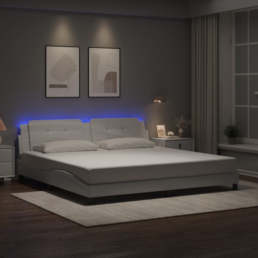 Estructura de cama con LED sin colchón blanco 200x200 cm | Leroy Merlin