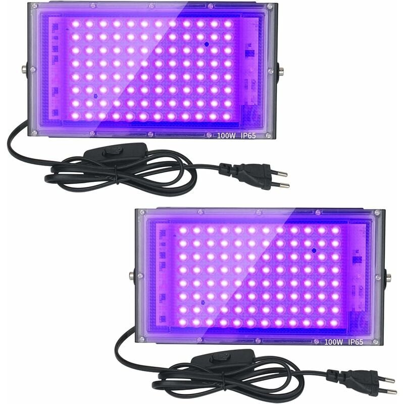 Lot de 2 Projecteurs UV LED 100W Imperméables IP65, Éclairage ...