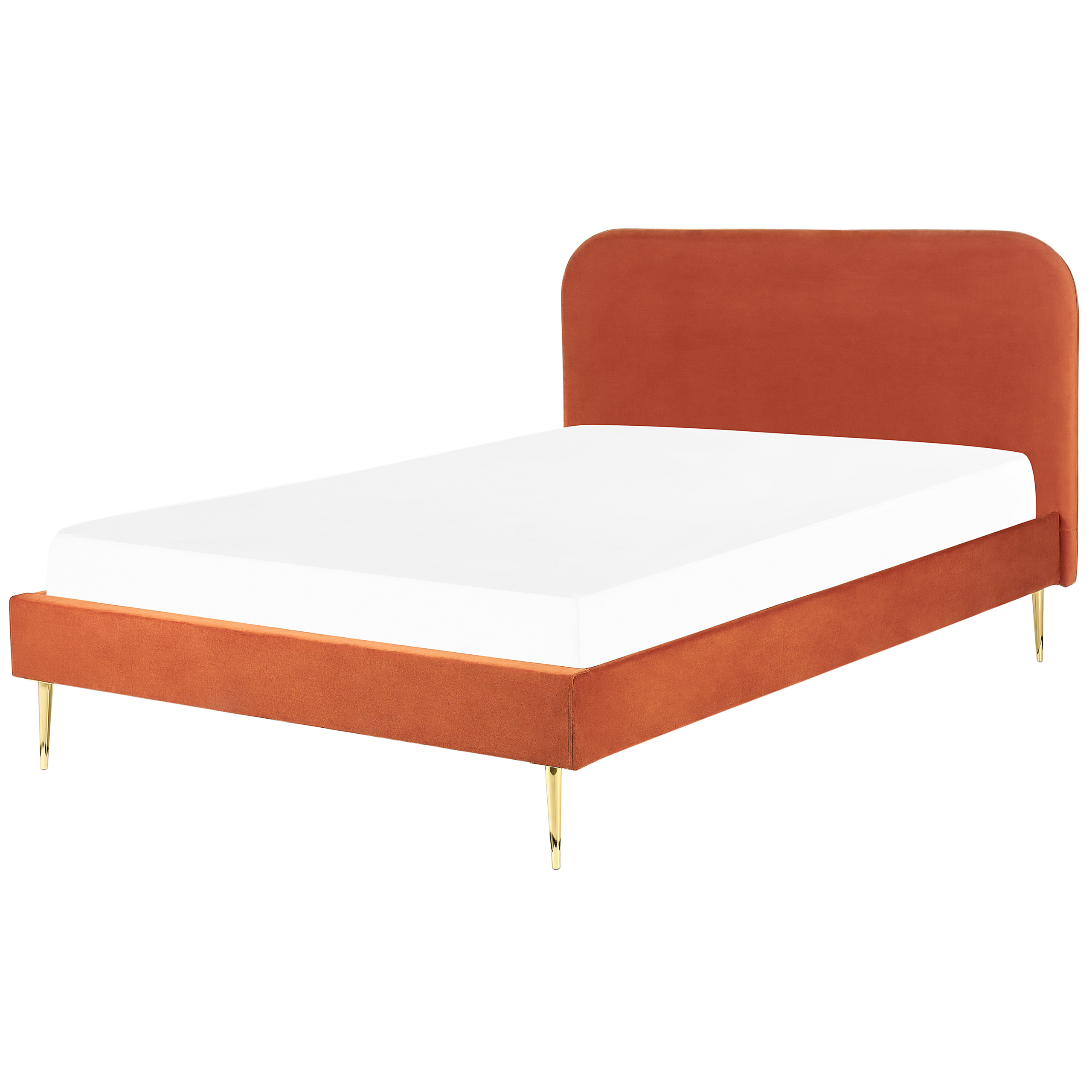 Lit avec sommier Velours FLAYAT 140 x 200 cm Orange | Leroy Merlin