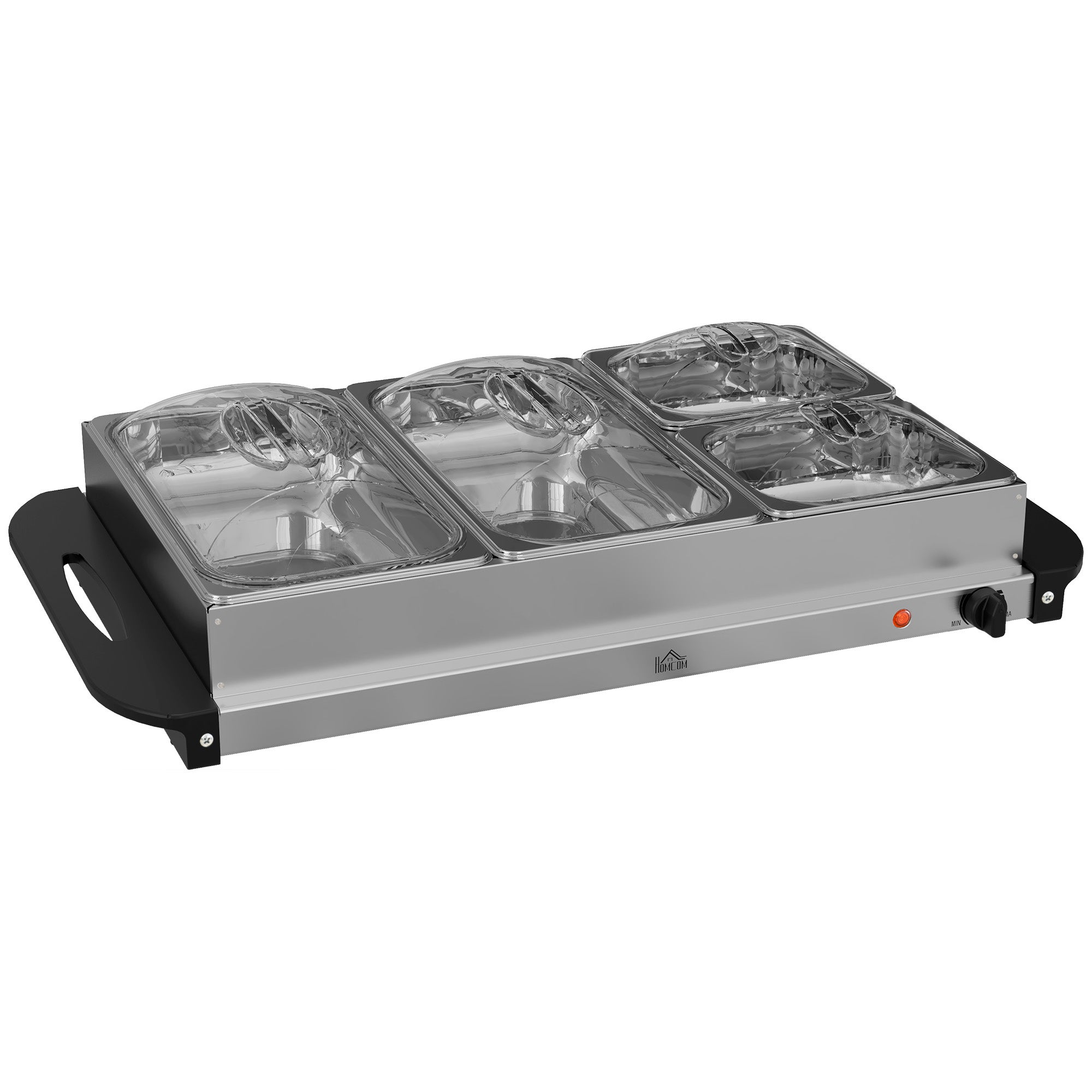 Chauffe-plats électrique acier inoxydable 300 W capacité 2 x 2,4 L et 2 ...