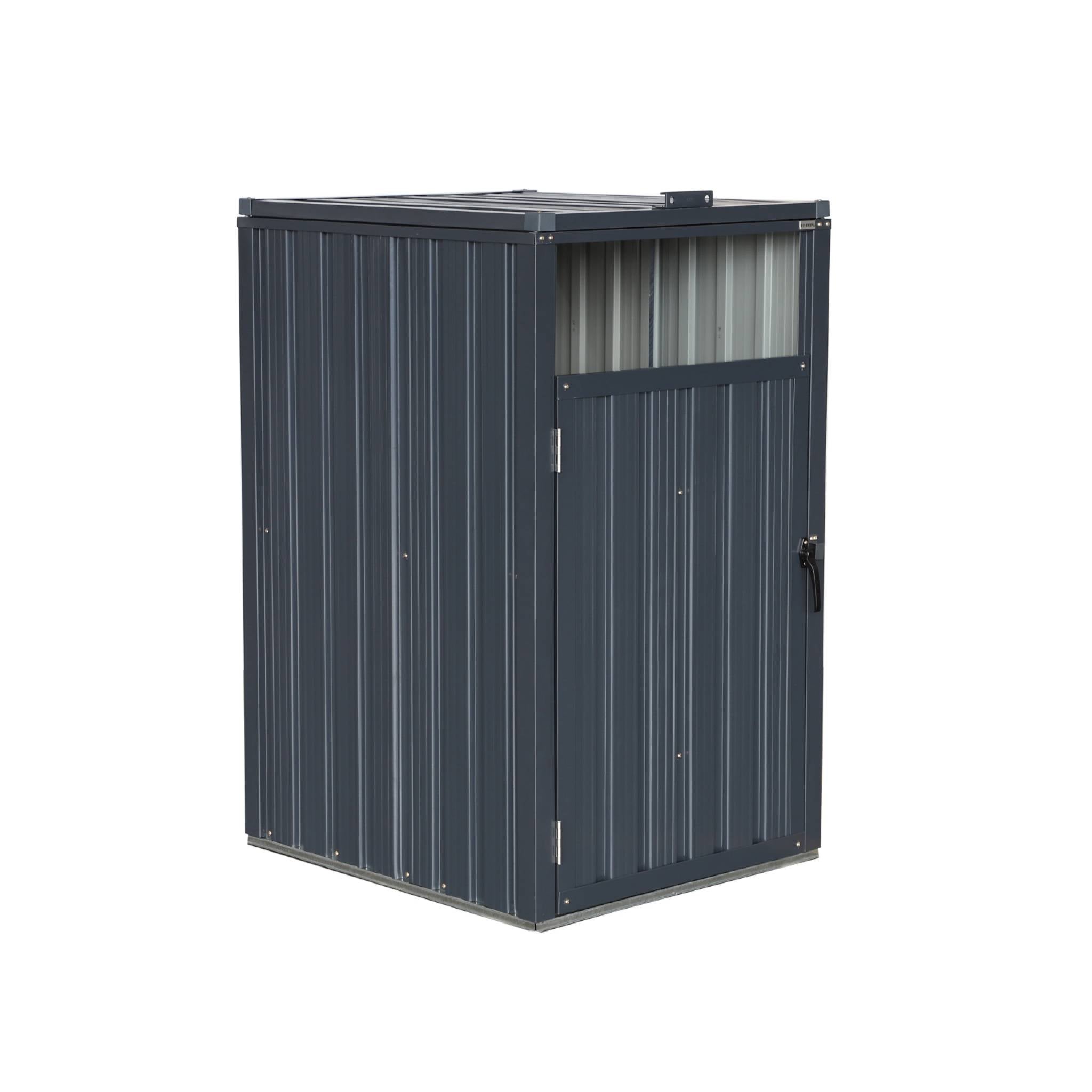 Cache poubelle gris en acier galvanisé. 1 place L 73 x P 82 x H 124 cm ...