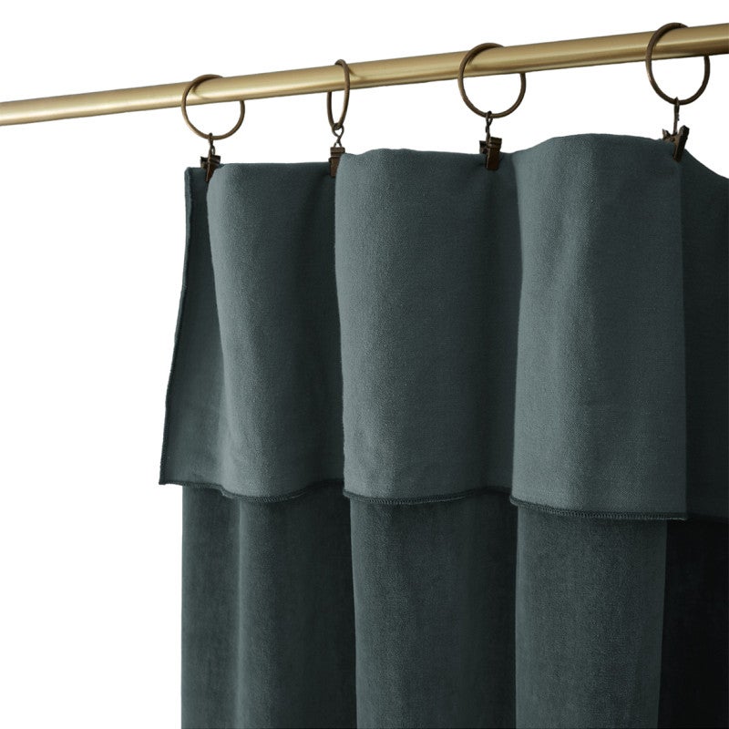 Rideau ajustable 140 x 270 cm velours de coton bleu canard - MIRABEL ...