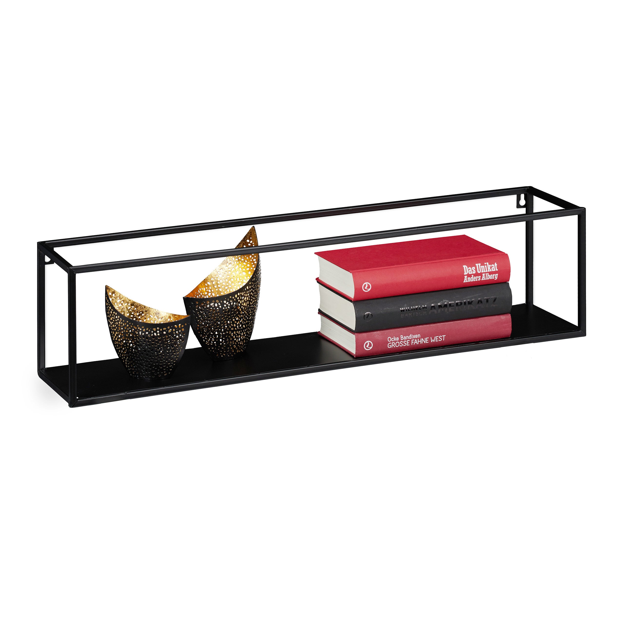 Relaxdays Étagère murale métal, tablette suspendue cadre fer déco ...