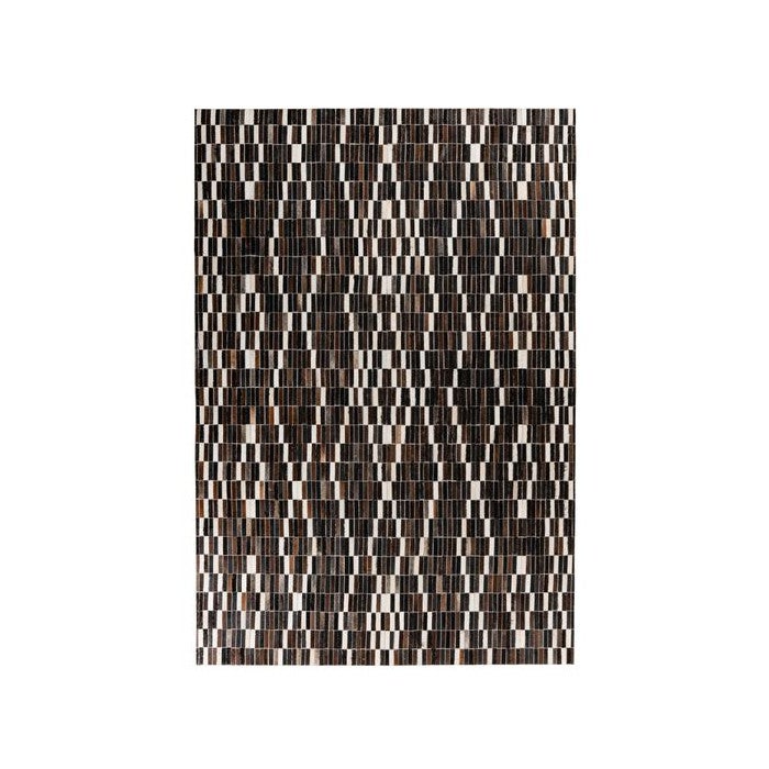 Tapis Fait Main en Cuir "Lavin" Noir & Blanc 160 x 230 cm | Leroy Merlin