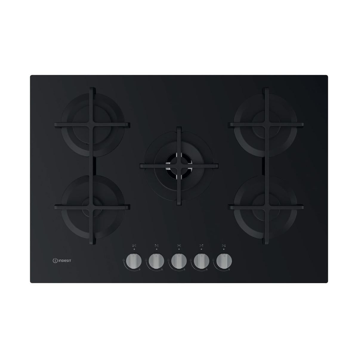 Indesit ING 72T/BK Table de cuisson encastrable 73 cm Gaz 5 feux Noir ...