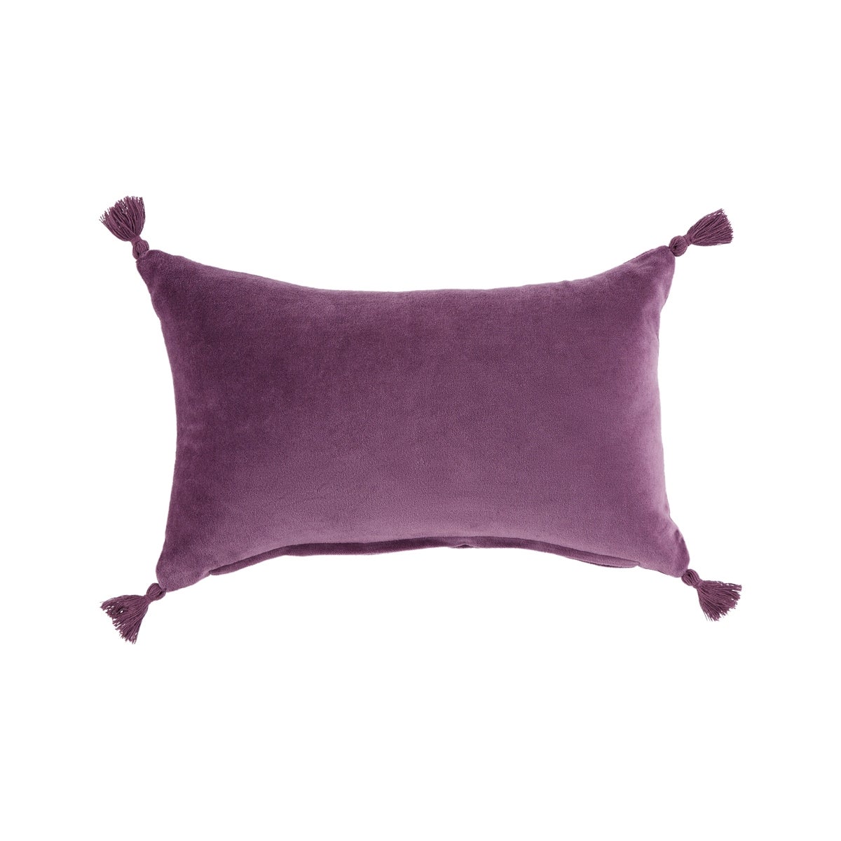 Coussin en velours avec pompons violet 25x40cm Nala | Leroy Merlin