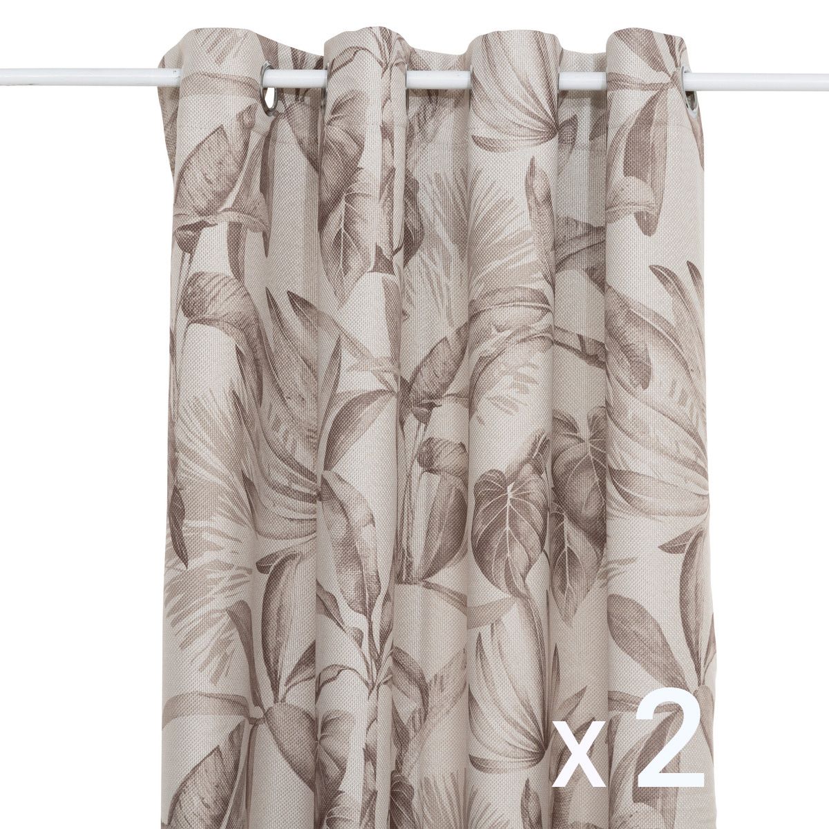 Lot de 2 Rideaux à œillet Occultant Beige Lin à motifs 135 x 260 cm ...