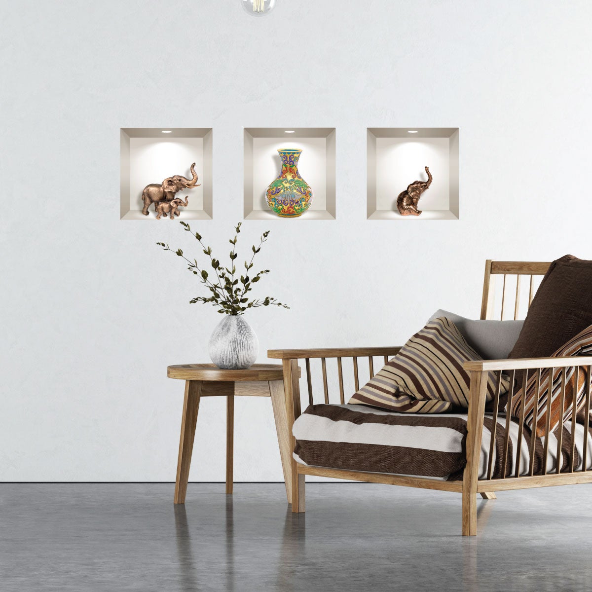 Stickers 3D éléphants et vase ancien 30 x 90 cm | Leroy Merlin