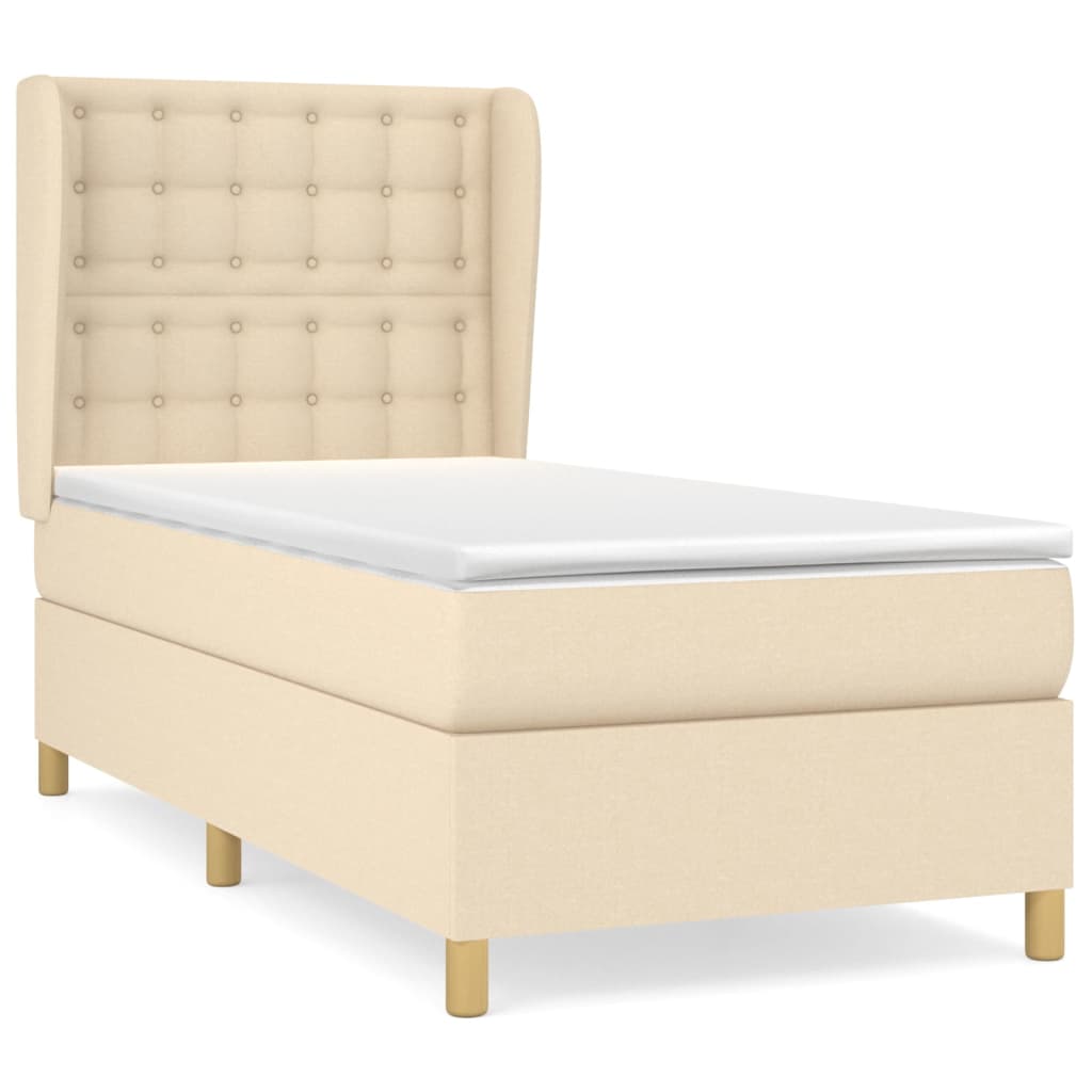 Cama box spring con colchón tela color crema 90x200 cm | Leroy Merlin