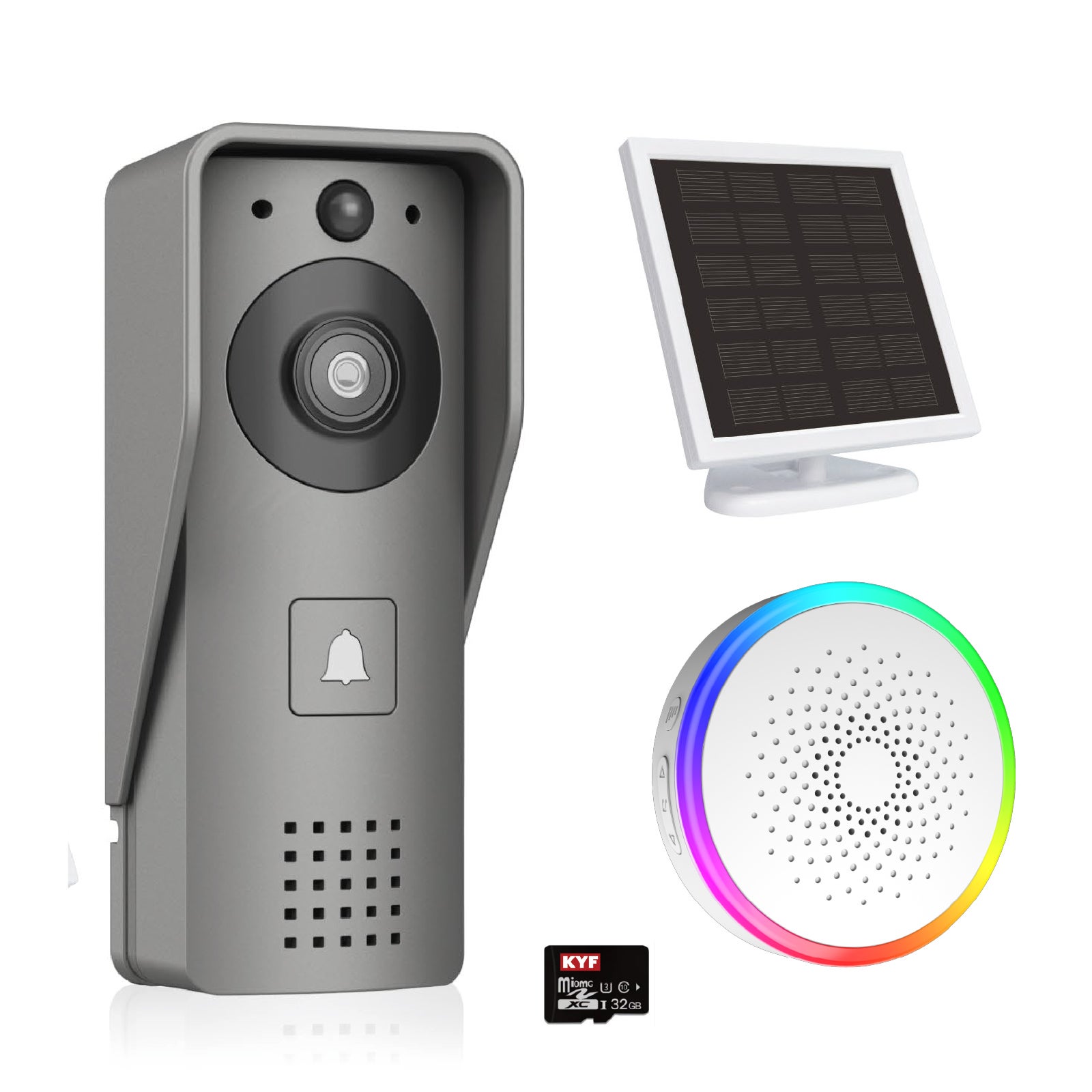 Portier Vidéo Solaire connecté Wifi avec Carillon intérieur 60 mélodies ...