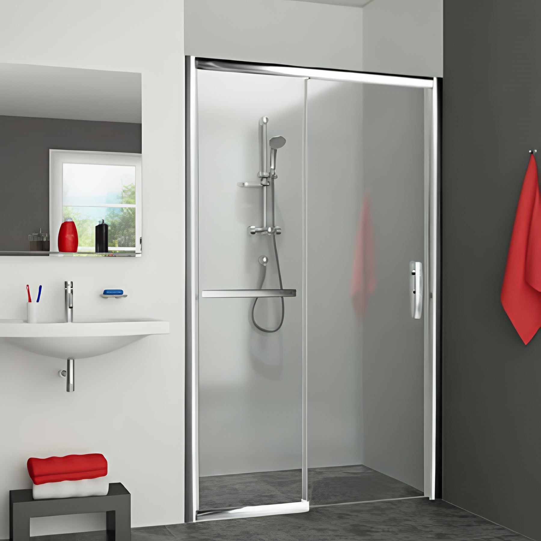 Paroi de douche coulissante largeur 140 cm hauteur 200 cm profilé ...