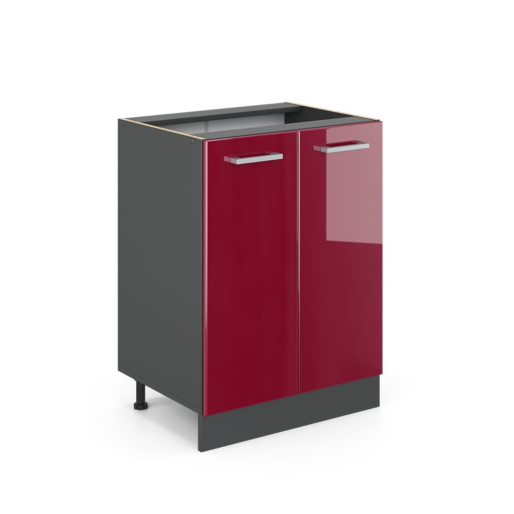 Vicco Meuble Bas De Cuisine R Line Rouge Bordeaux Haute Brillance