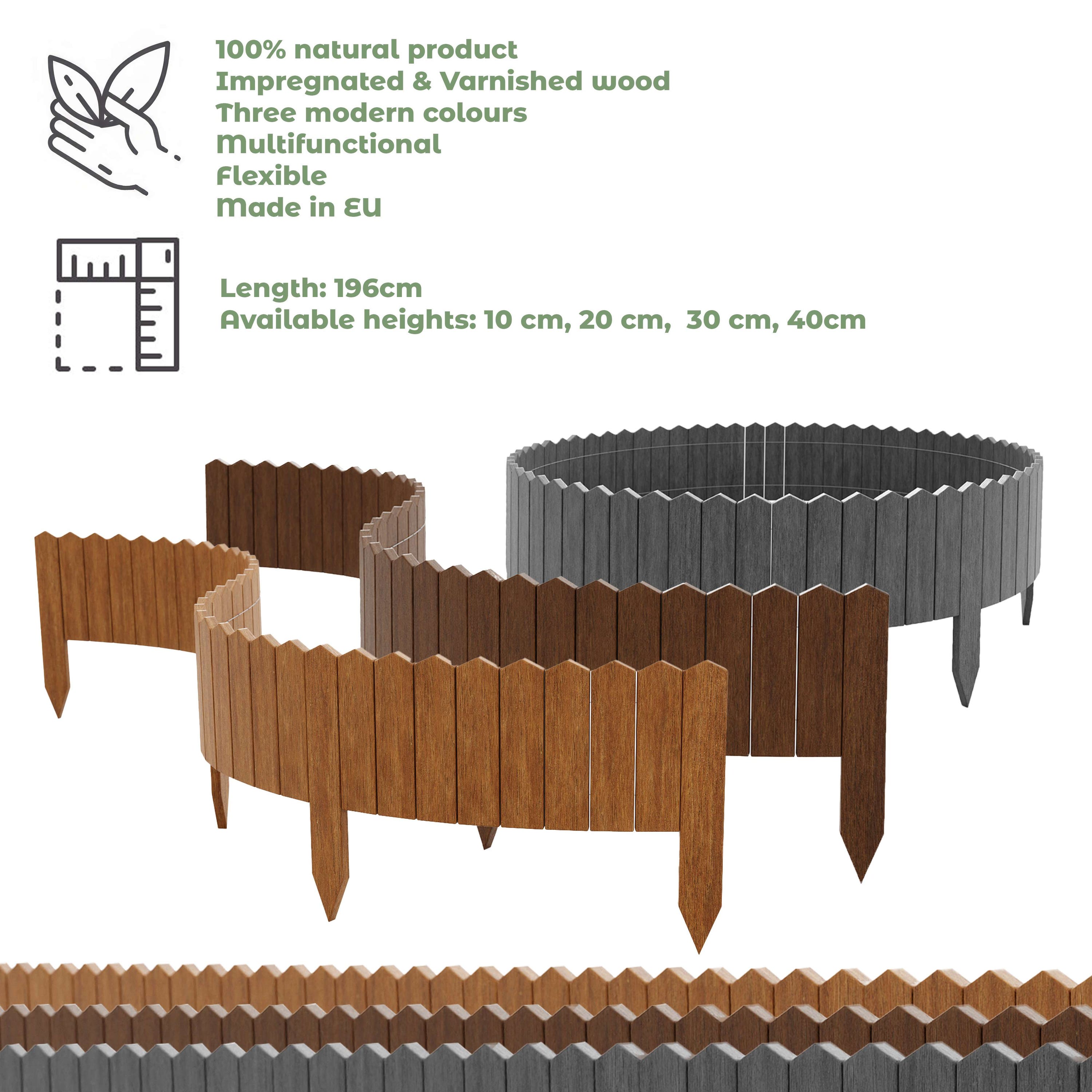 BOGATECO Rollborder lattes en bois | 40 cm de haut et 200 cm de long ... BOGATECO Rollborder lattes en bois | 40 cm de haut et 200 cm de long ...