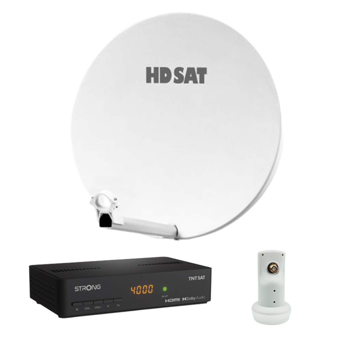 Pack HDSAT Parabole Satellite Fibre Composite Blanche 60cm + LNB Single + Décodeur Satellite ...