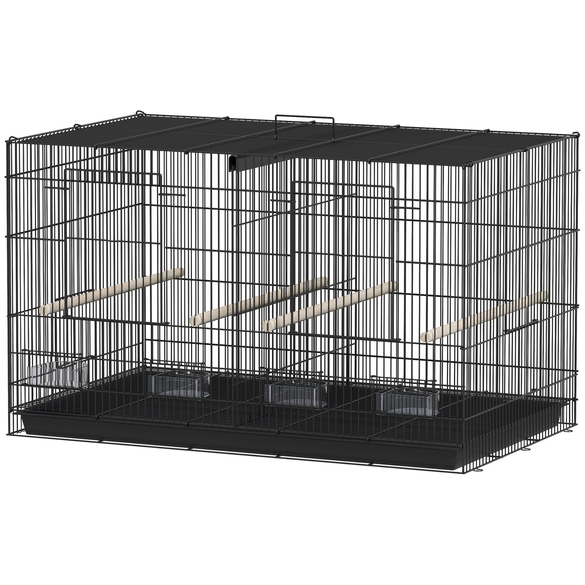 Cage à oiseaux volière intérieur acier avec séparateur 4 perchoirs ...