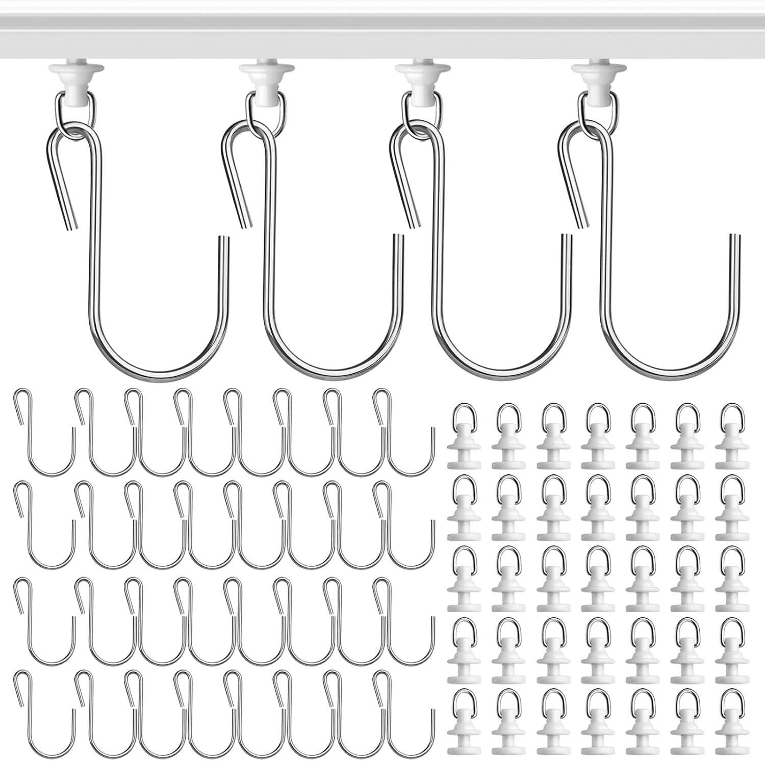 120 Pièces Crochets Rideaux 60 Sets Anneaux Rideaux Douche Crochet ...