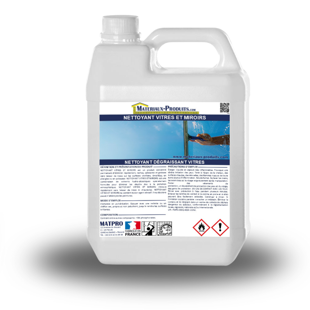 Nettoyant vitres et miroirs Bidon de 5 L - NETTO470 - MATPRO | Leroy Merlin