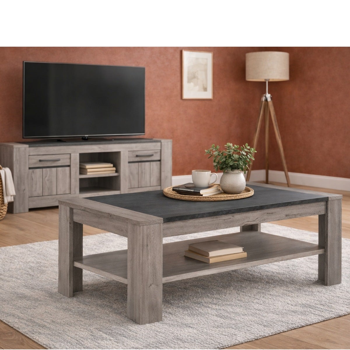 Table basse moderne rectangle grise MAYA | Leroy Merlin