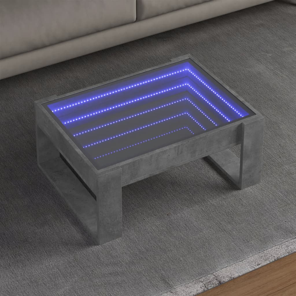 Table basse avec LED infini gris béton 70x53x30 cm | Leroy Merlin