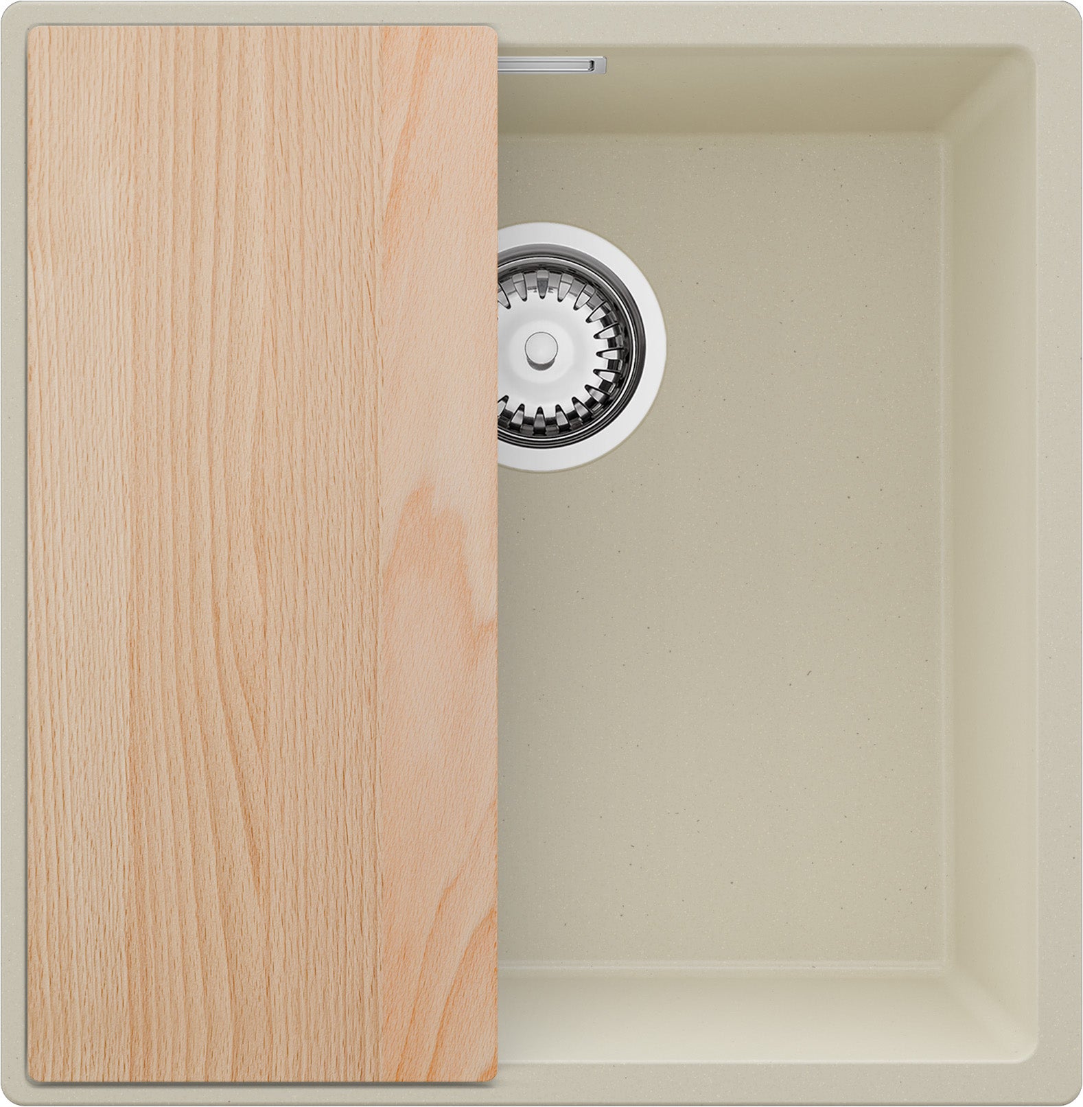 Evier Sous Plan Beige 46x47cm, Evier en Granit 1 bac + Kit de Vidage ...