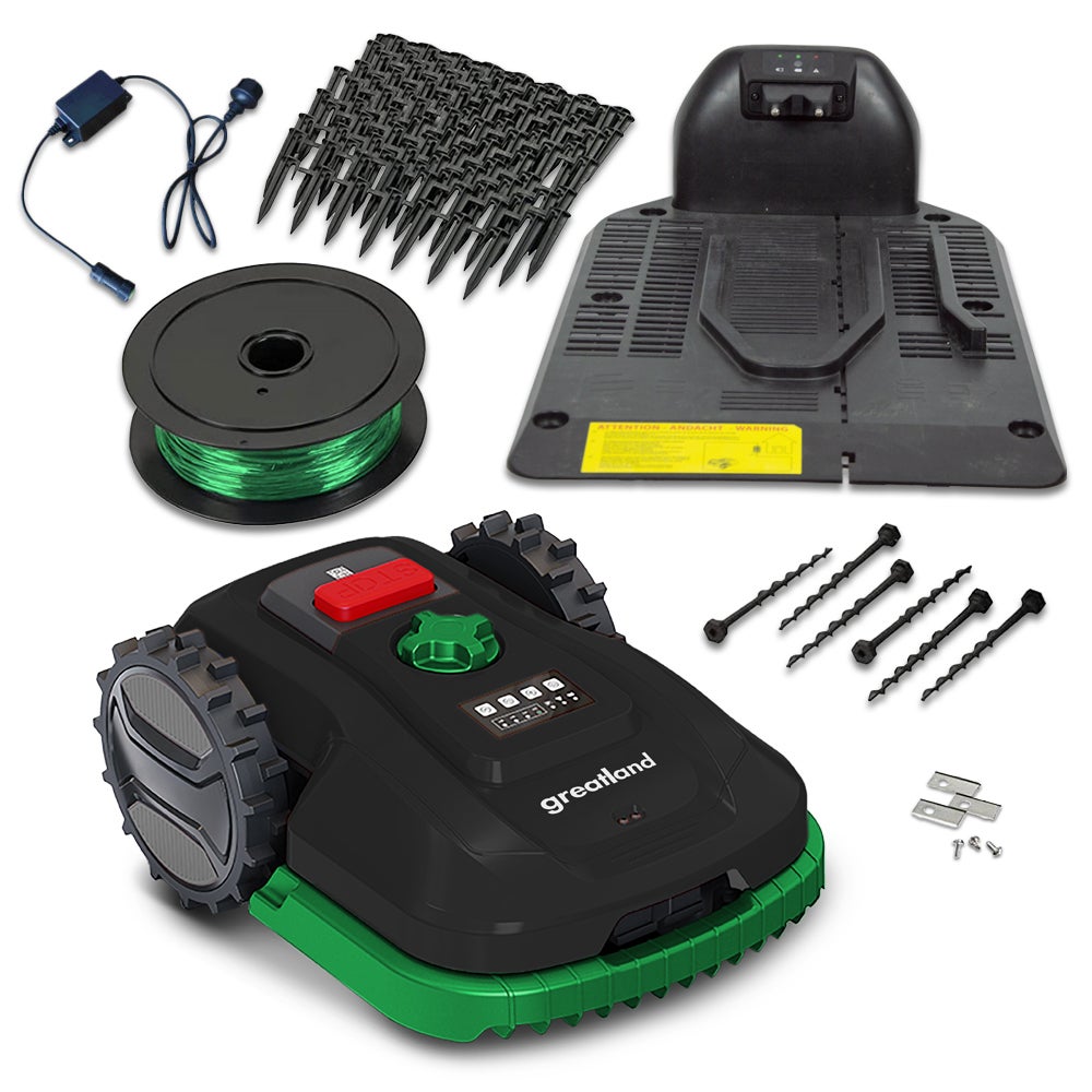 Robot tondeuse 20V avec fil périmétrique - 900M² - Largeur de coupe ...