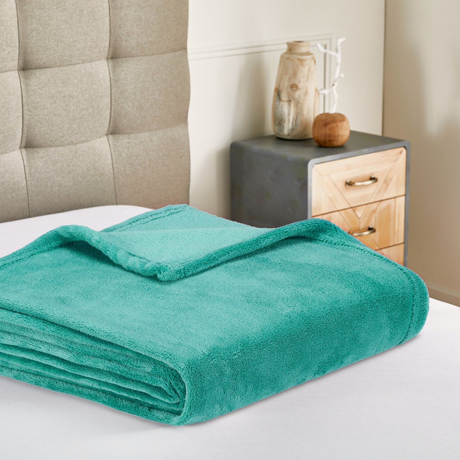 Couverture à carreaux en velours uni 170x230cm Pikolin Home | Leroy Merlin