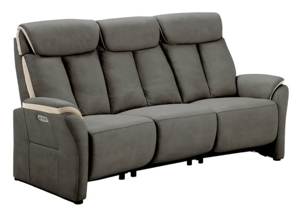 Canapé de relaxation électrique en nubuck Kondort-Couleur Gris foncé-3 ...