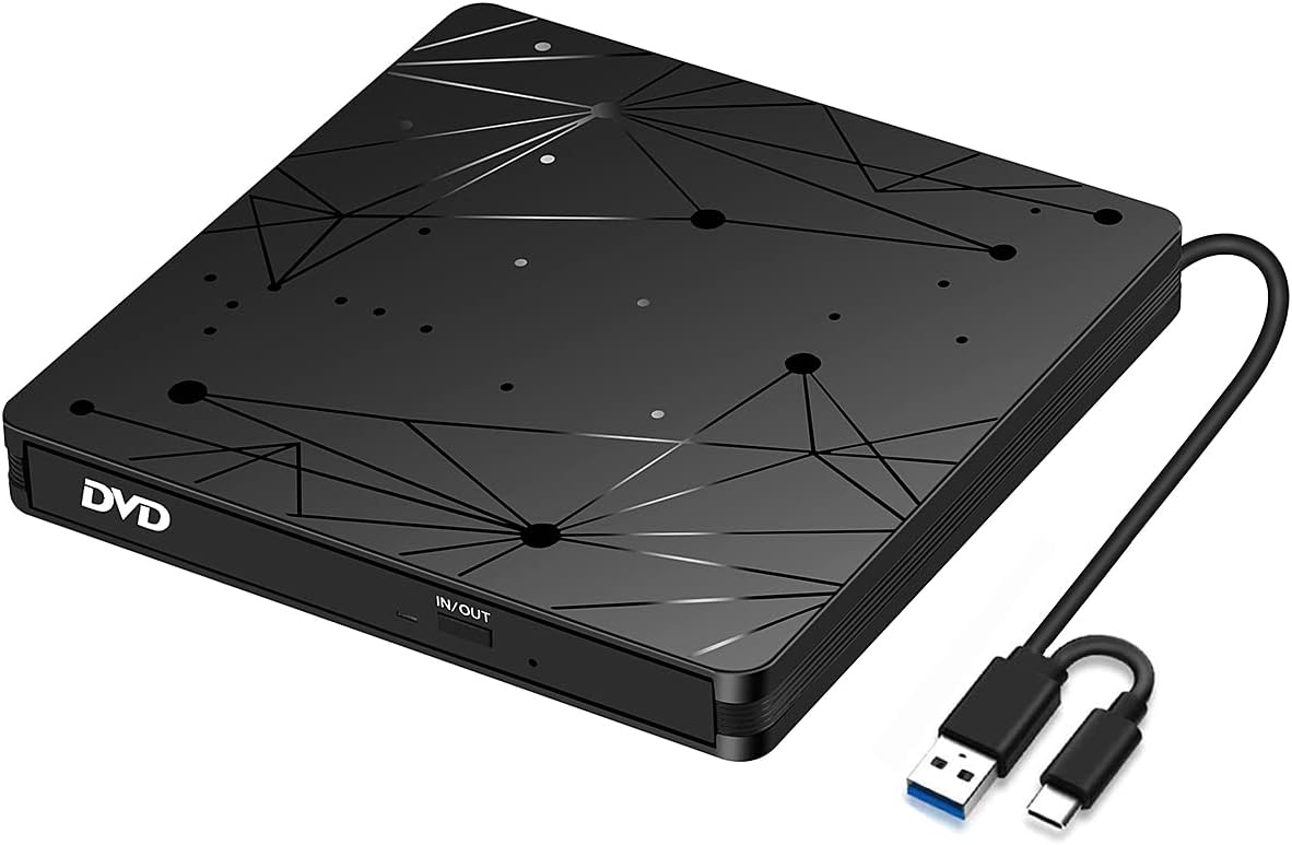 Lecteur CD/DVD-RW/ROM externe, USB 3.0 et Type-C portable pour PC, iMac ...