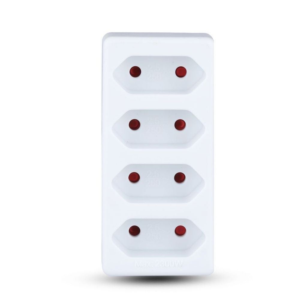 Adaptateur multiprise avec 4 prises frontales 10A et fiche Schuko Blanc ...