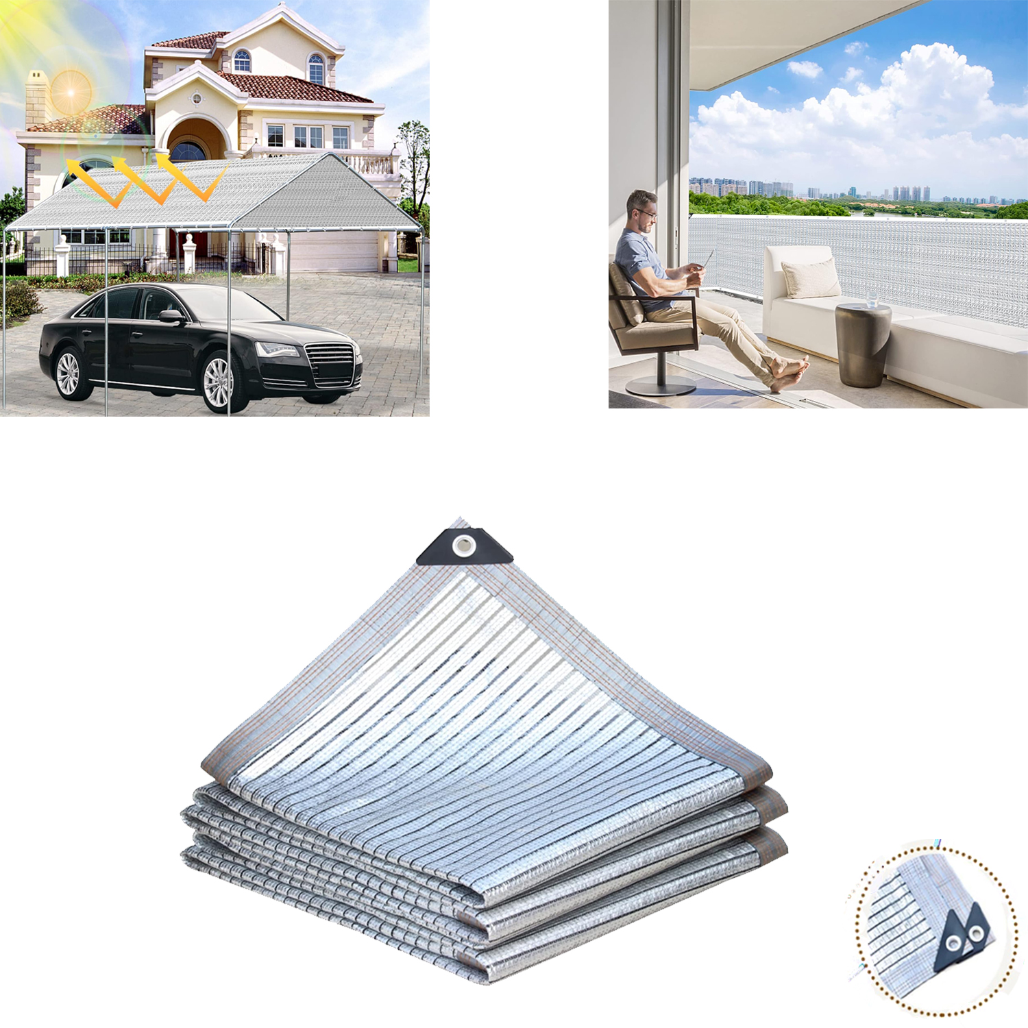 Tissu de parasol en aluminium épaissi à 75%, tissu de parasol résistant aux UV, filet d'ombrage ...