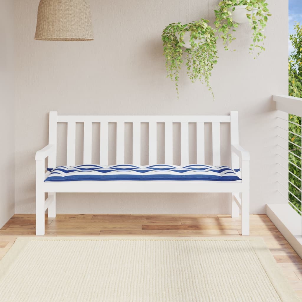VidaXL Cojín banco jardín tela Oxford a rayas azul y blanco 150x50x7cm ...