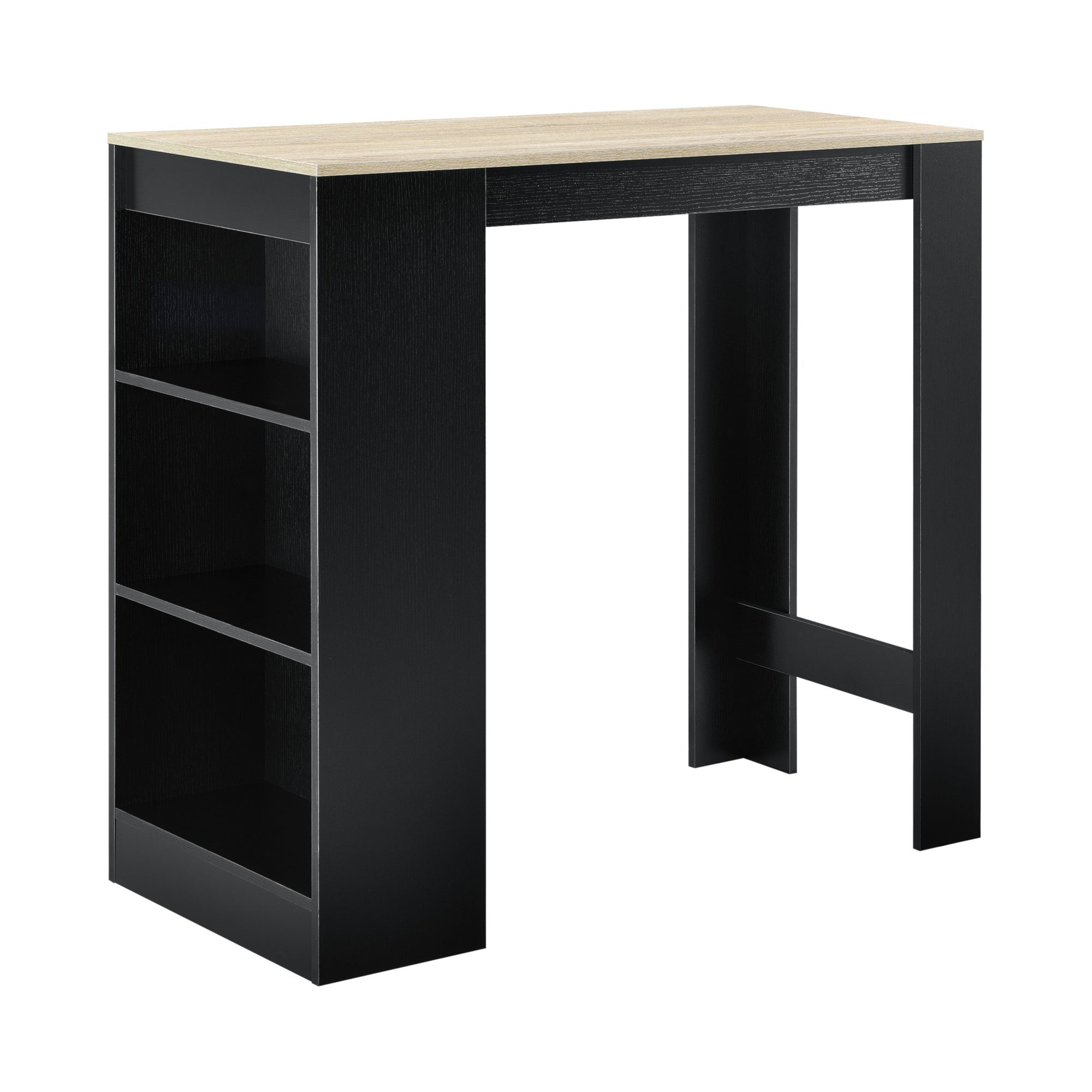 Table de bar avec rangement bistro haut avec 3 étagères 110 cm noir et ...