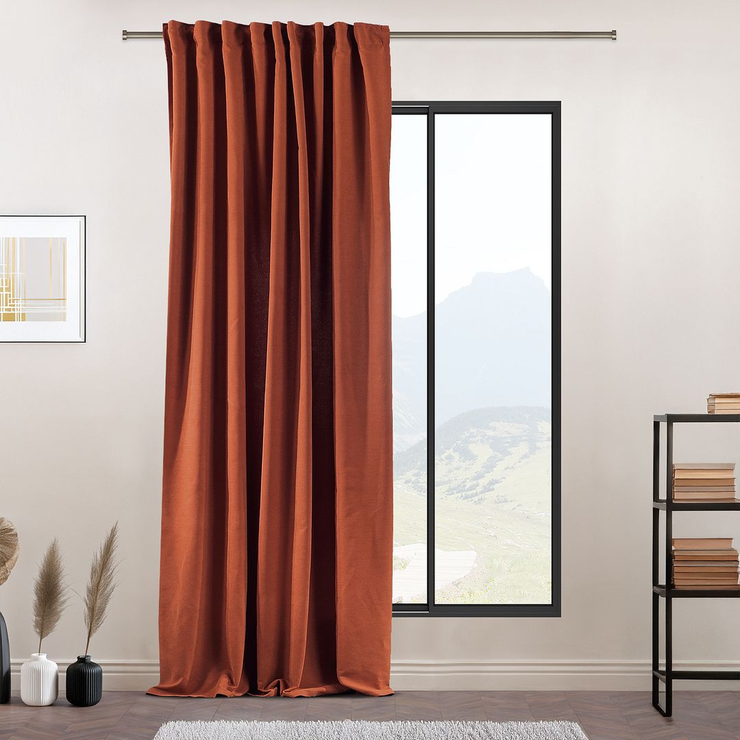 Rideau décoratif extra long et large Orange Brûlé 140X200 | Leroy Merlin