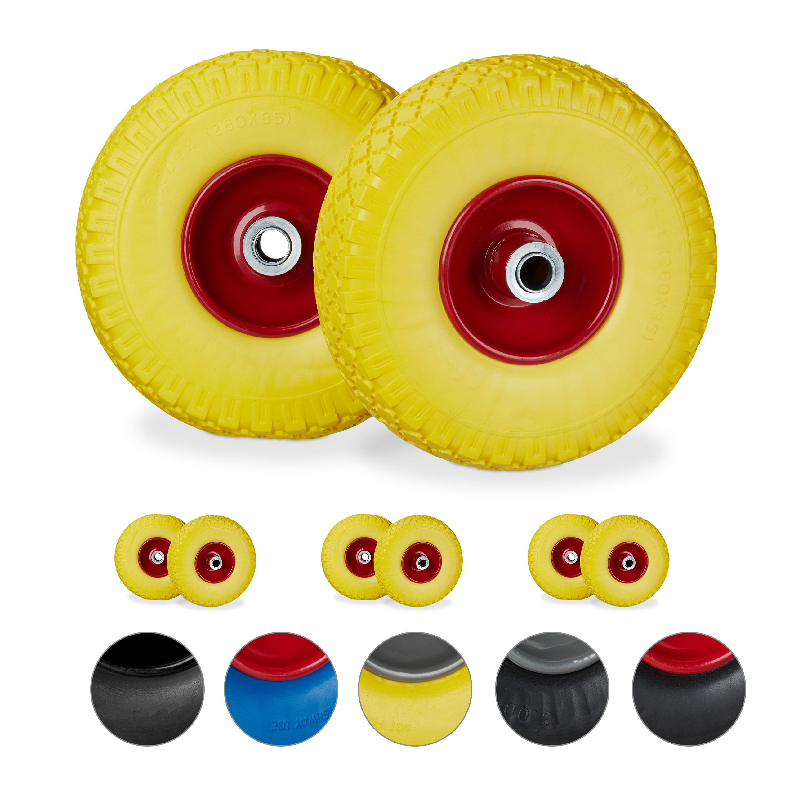 Roue de diable, lot de 8, roue de brouette caoutchouc, pour axe de 20 ...