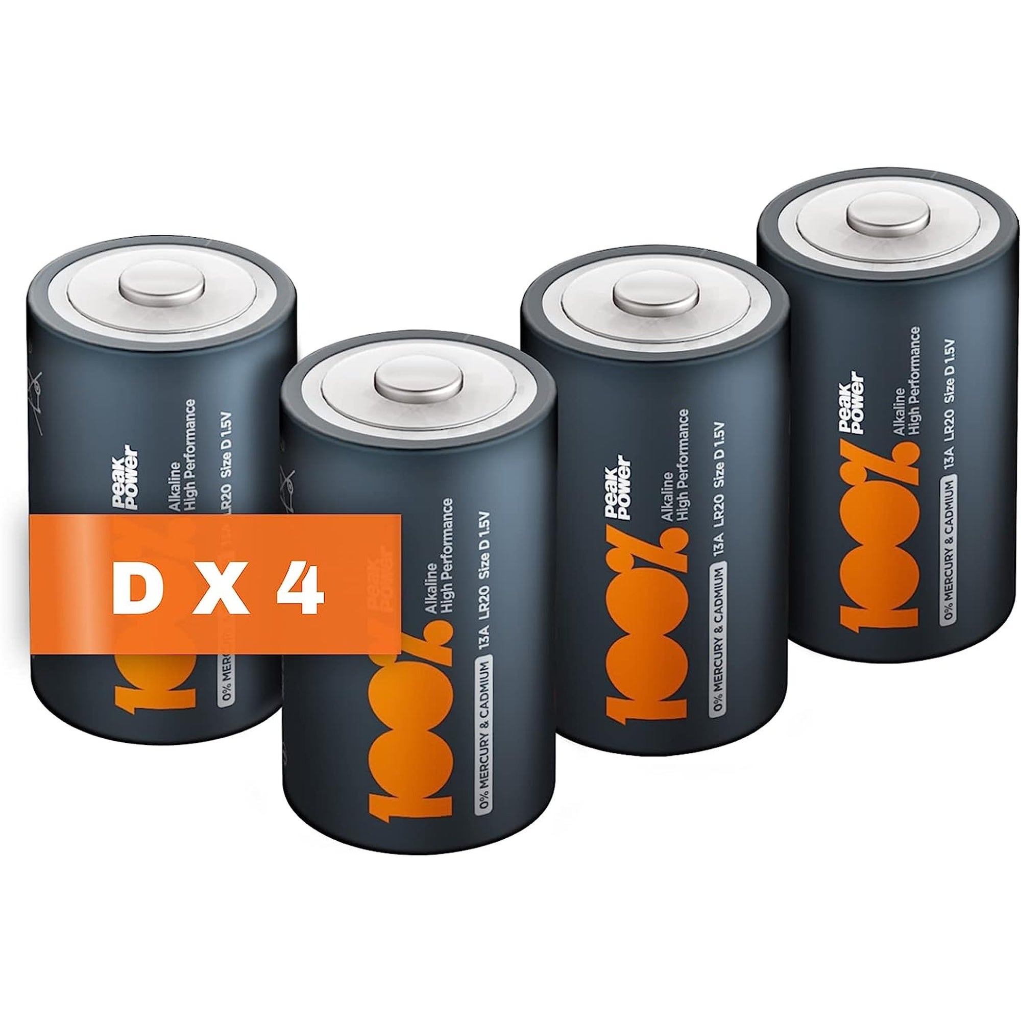 Piles D - LR20 - 4 paquets 100% PeakPower LR20 1,5V Piles longue durée ...