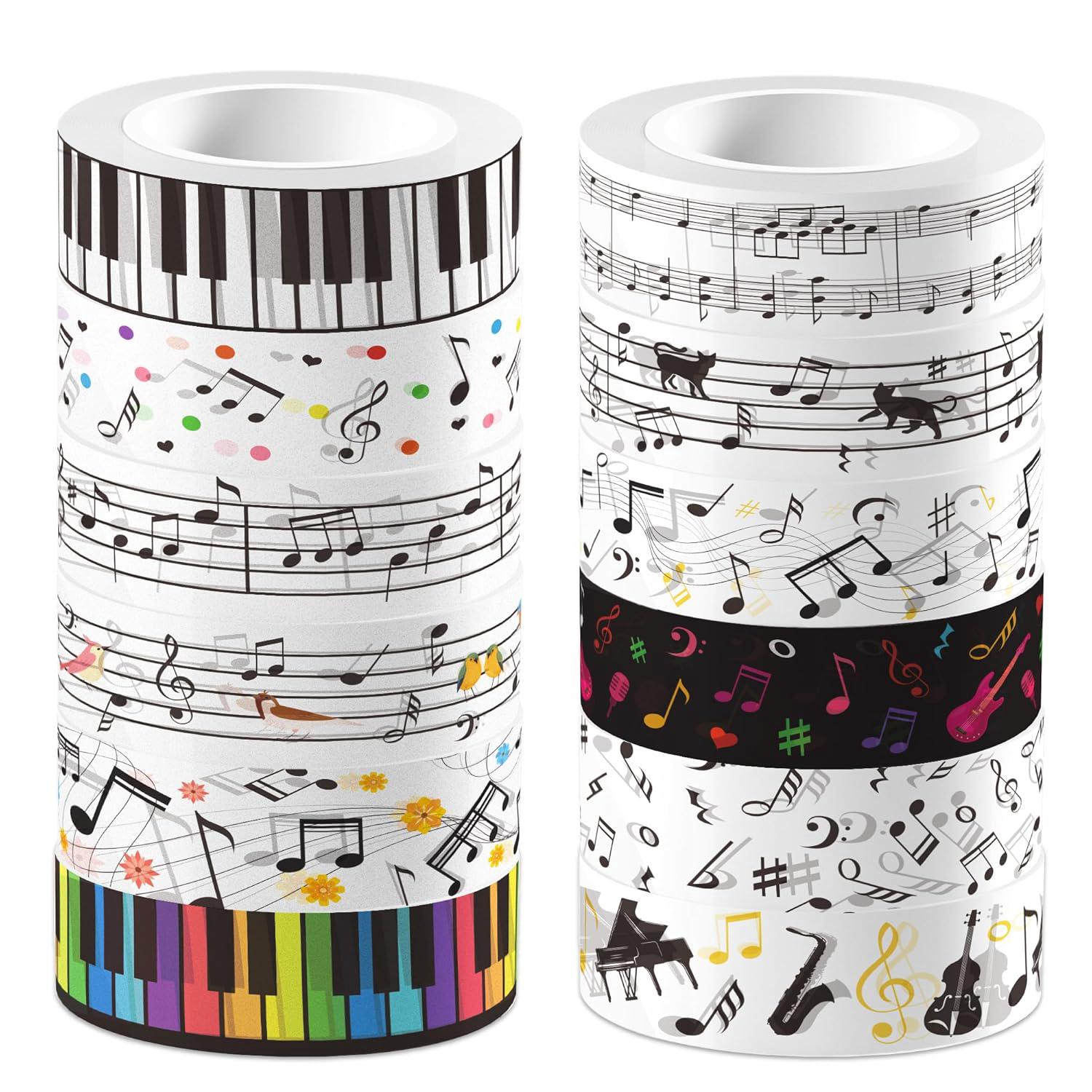 12 rouleaux de ruban adhésif décoratif Washi Tape à motifs de notes de ...