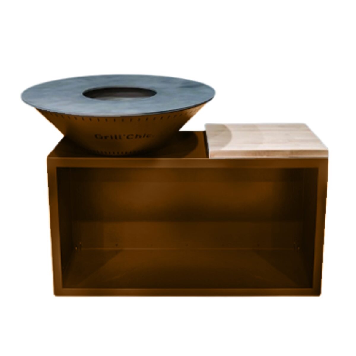 TRADITIONNEL Brasero Double Cuve Acier 83x90cm - Imitation Corten ...