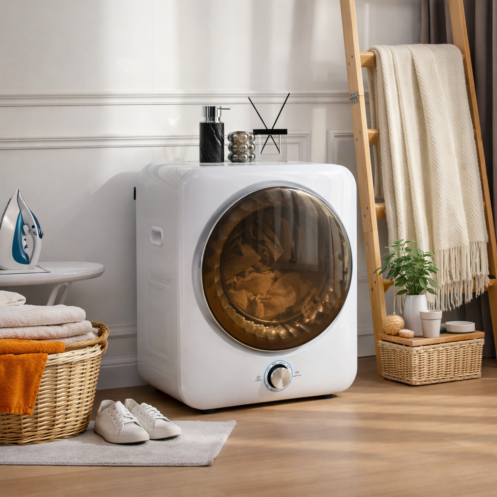 Secadora compacta de 3 kg y 1350 W con ventilación, 8 programas, sensor ...