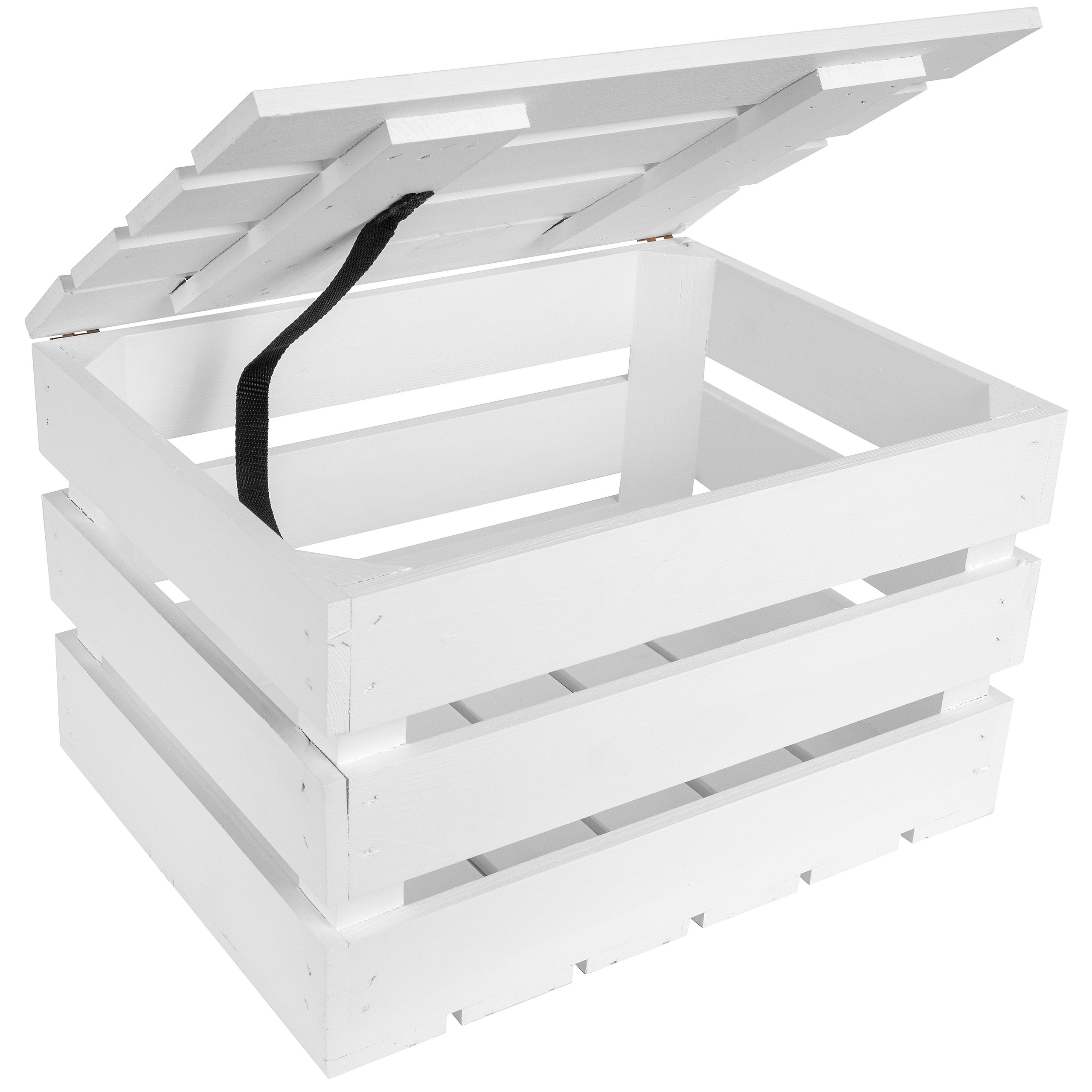 Creative Deco Grande Boite Rangement en Bois Blanc | 40 x 30 x 22 cm ...