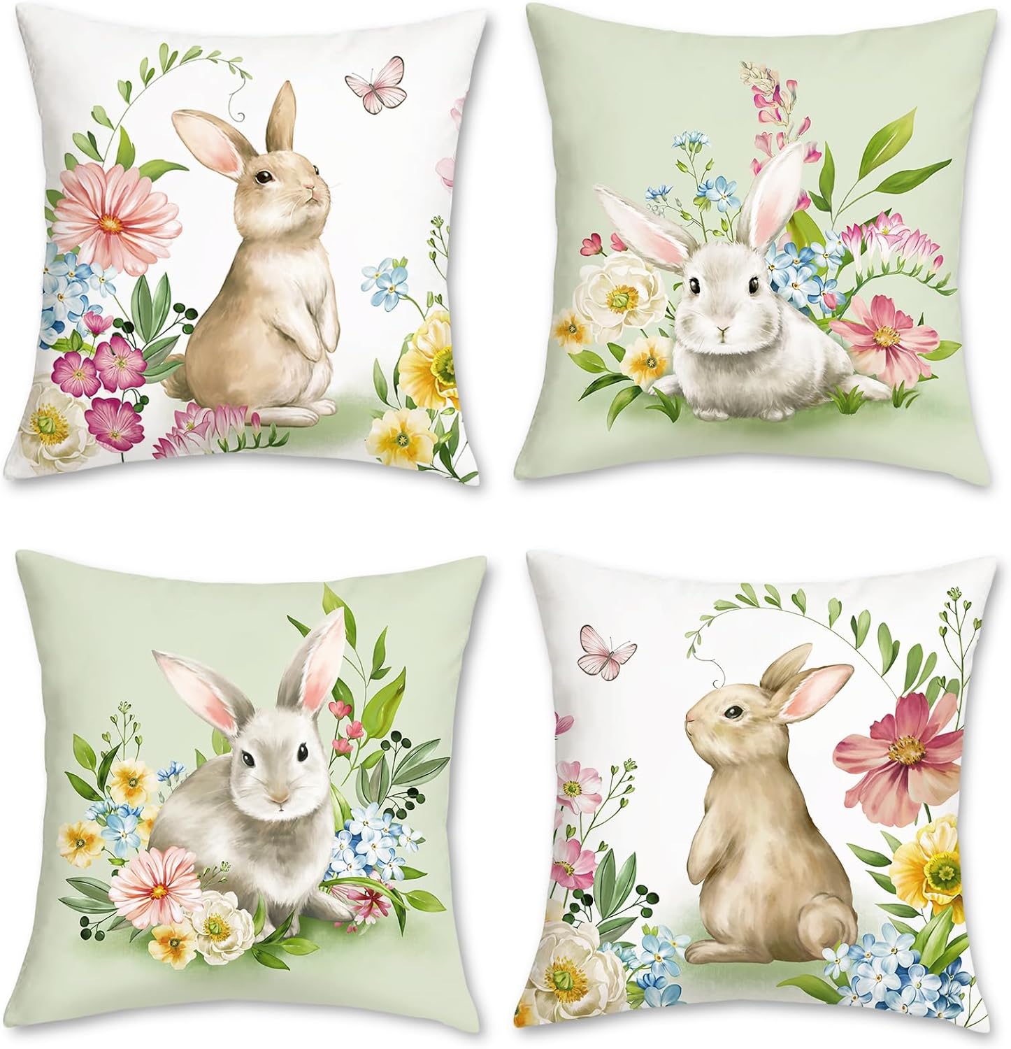 4 Pièces Housse de Coussin Lapin 45 x 45 cm Velours Doux Taie d ...