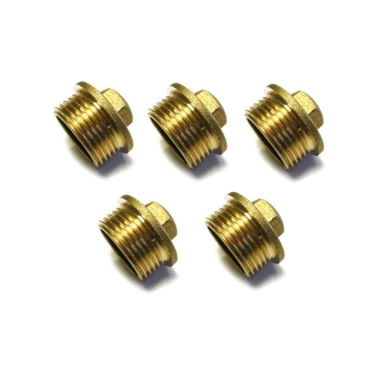 Lot de 5 Bouchon Mâle Laiton 1/2'' | Accessoire en laiton Aenor | Bouchon en laiton 1/2'' avec ...