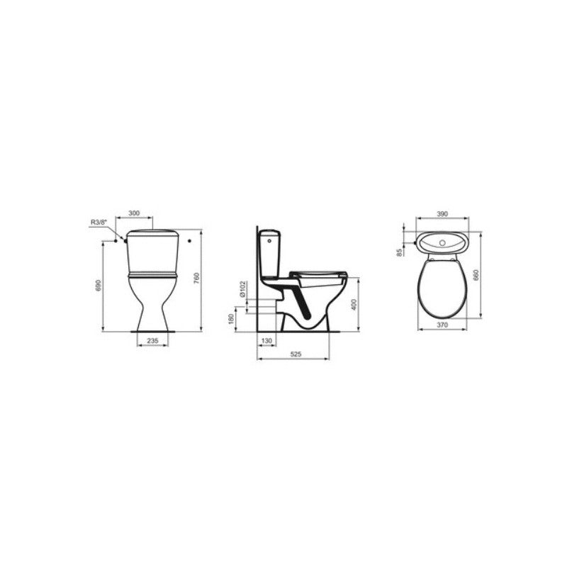 Pack WC - Noe - Porcher - Sortie horizontale - 370x660x760 mm | Leroy ...