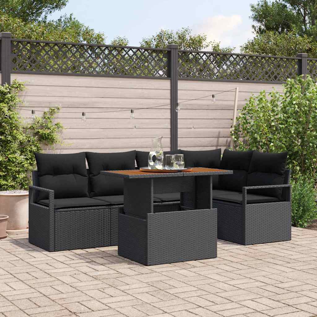 Ensemble de canapé de 6 pcs Noir Poly rotin | Leroy Merlin